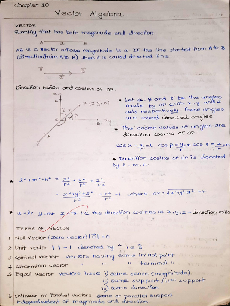 vector algebra notes (1) | PDF