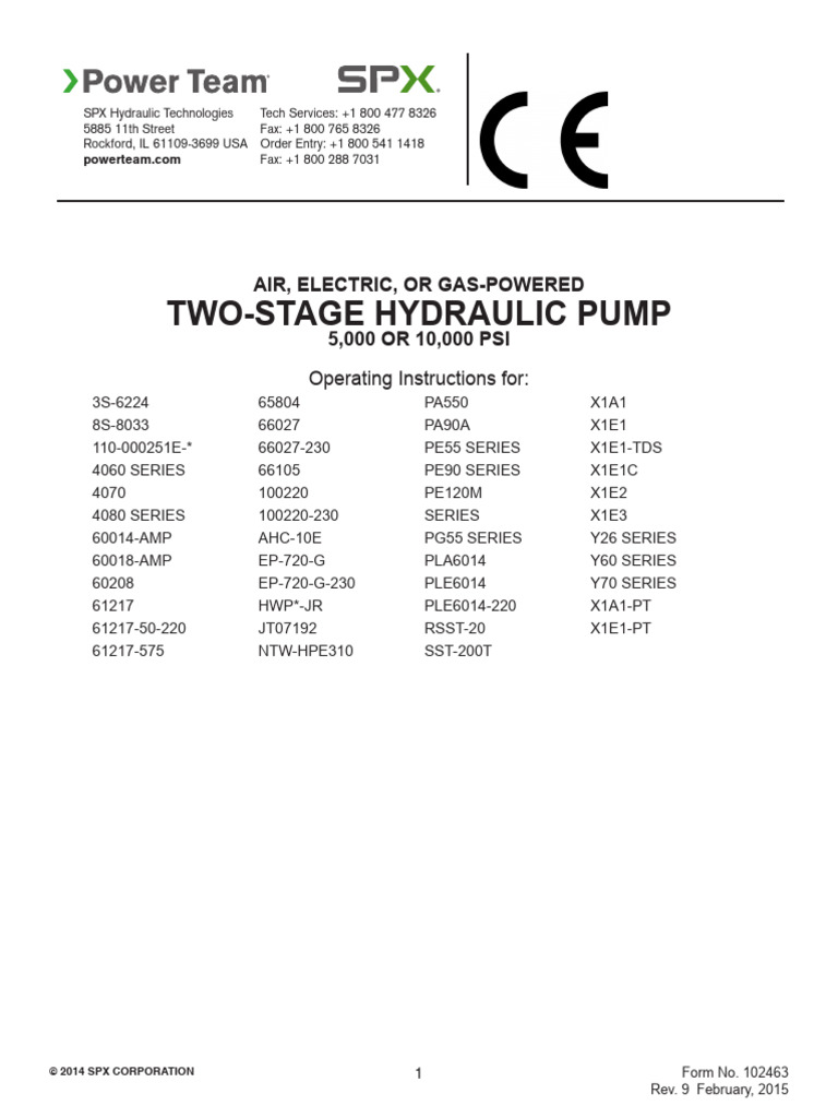 Powerteam 2 Stage Pump | PDF | Pump | Valve