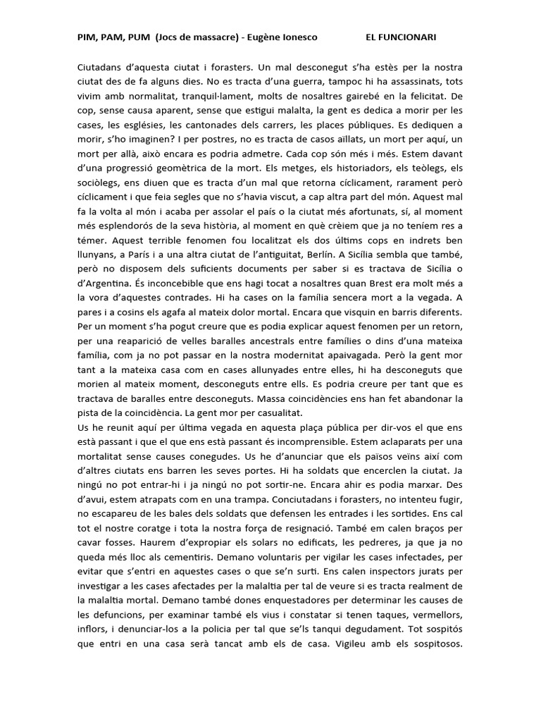 Monòleg Pim Pam Pum 01 | PDF