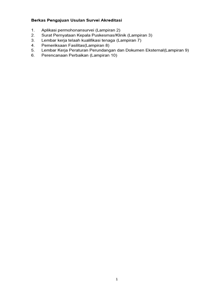 Berkas Pengajuan Usulan Survei Akreditasi Pusk-1-1 | PDF