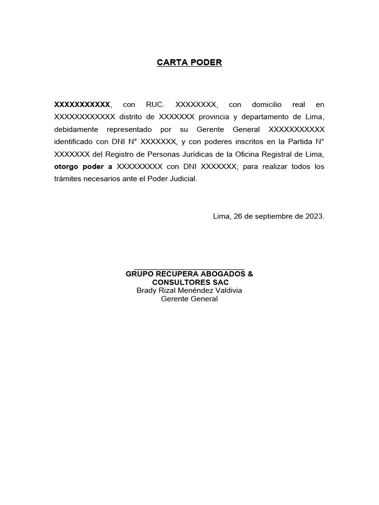 Modelo Carta Poder | PDF