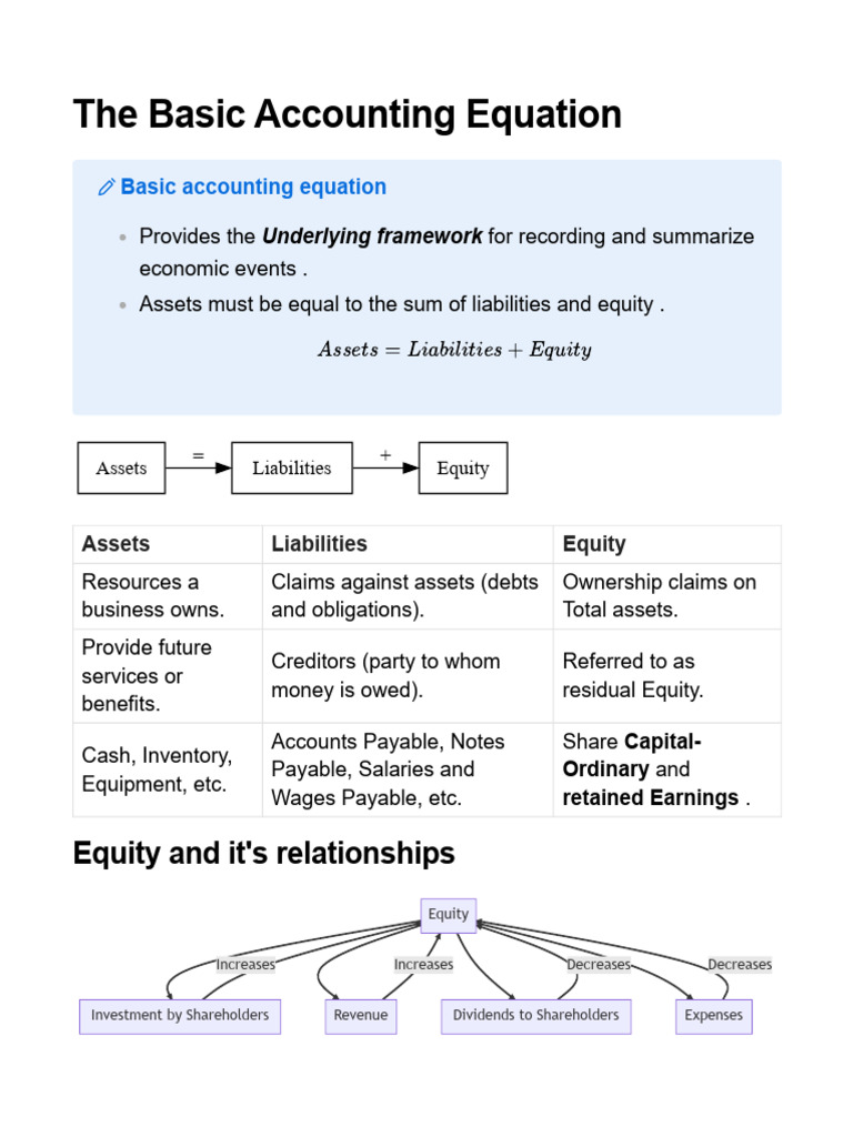 Understanding the Basic Accounting Equation | PDF