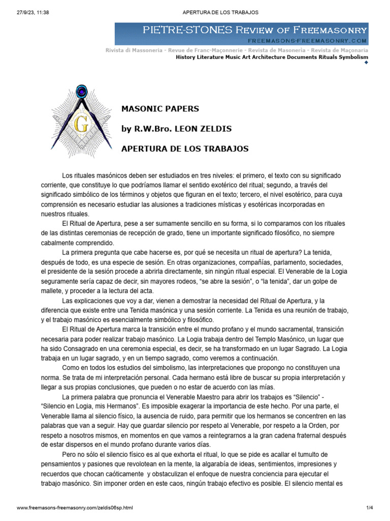 Apertura de Trabajos | PDF | Masonería | Rituales