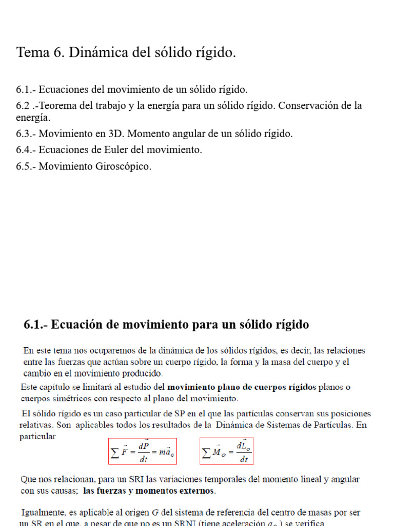 6 - Tema 6 - Dinamica Del Solido Rigido | PDF