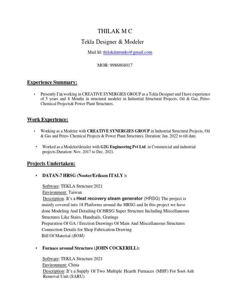Resume - Thilak M C | PDF | Computers | Technology & Engineering