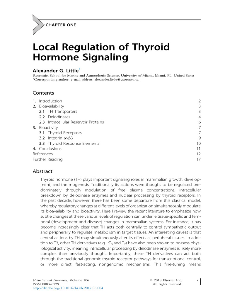 Local Regulation of Thyroid Hormone Signaling | PDF
