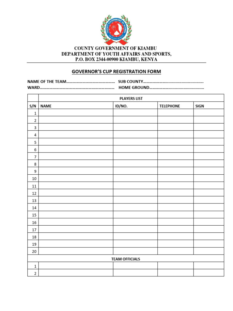 governors cup registration form pdf | PDF | Identity Document ...