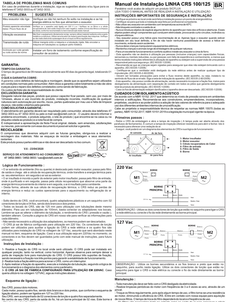 Manual de Instrucoes e Instalacao Linha CRS | PDF