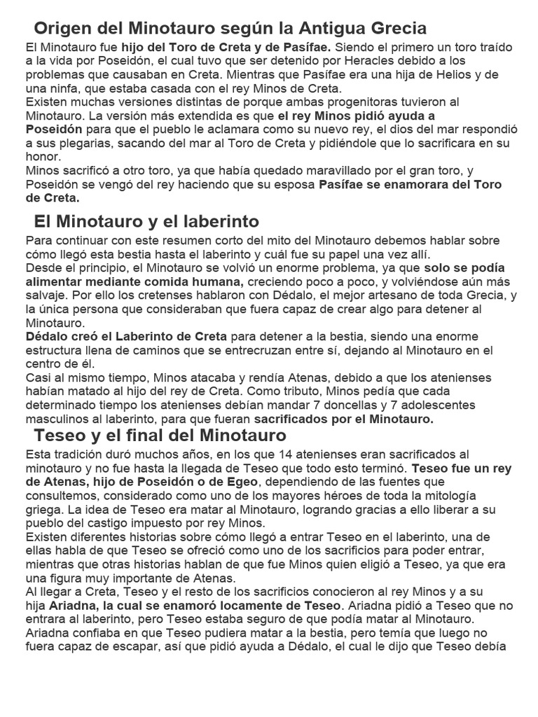 El Laberinto Del Minotauro | PDF | Minotauro | Teseo