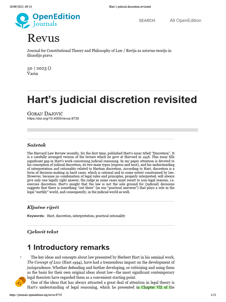 Hart S Judicial Discretion Revisited | PDF | Discretion | Jurisprudence