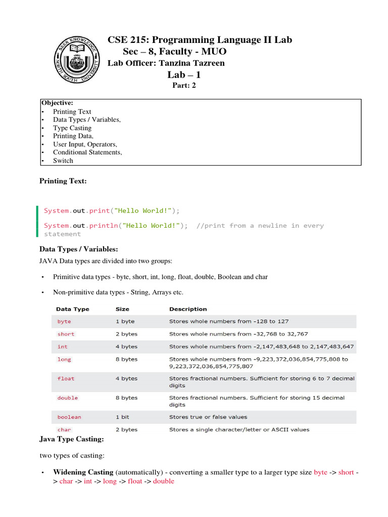 CSE 215lab - 1 (Ii) | PDF | Teaching Methods & Materials | Technology & Engineering