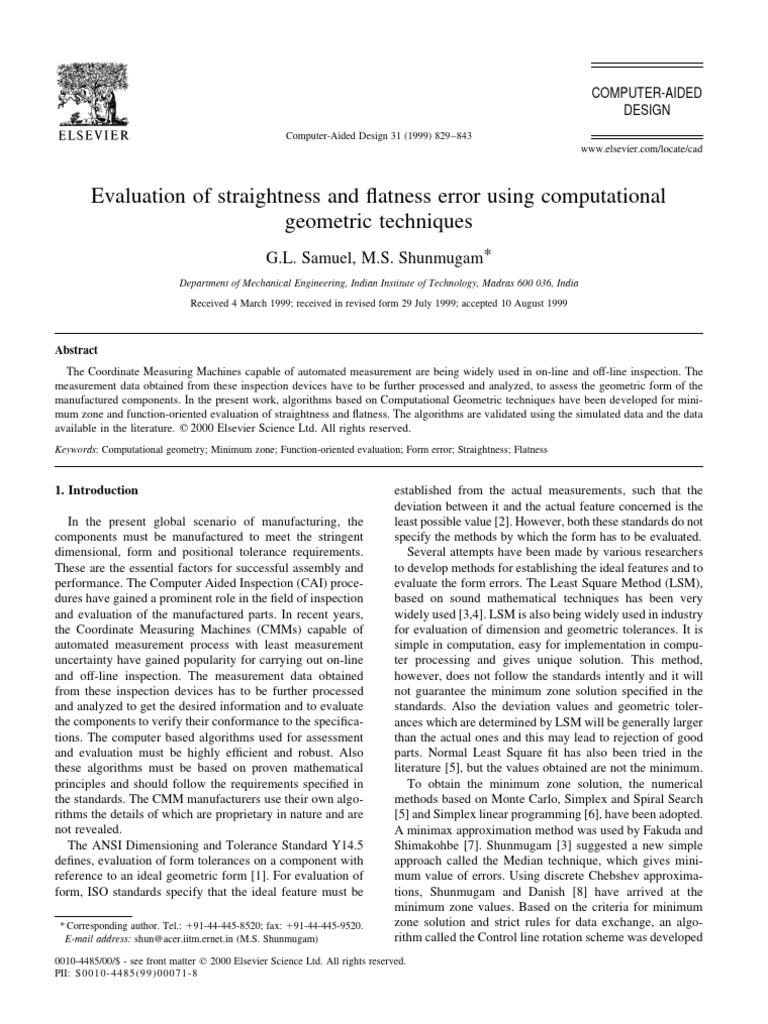 Evaluation of Straightness and Flatness Error Using Computational | PDF | Teaching Methods ...