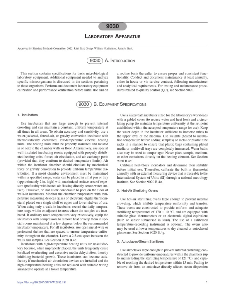 Microbiological Lab Equipment Standards | PDF | Technology & Engineering