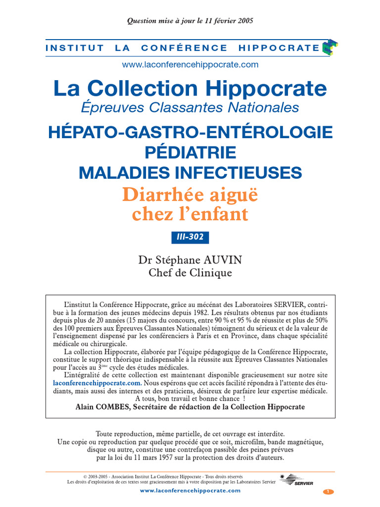Diarrhée Aiguë Chez Enfant | PDF