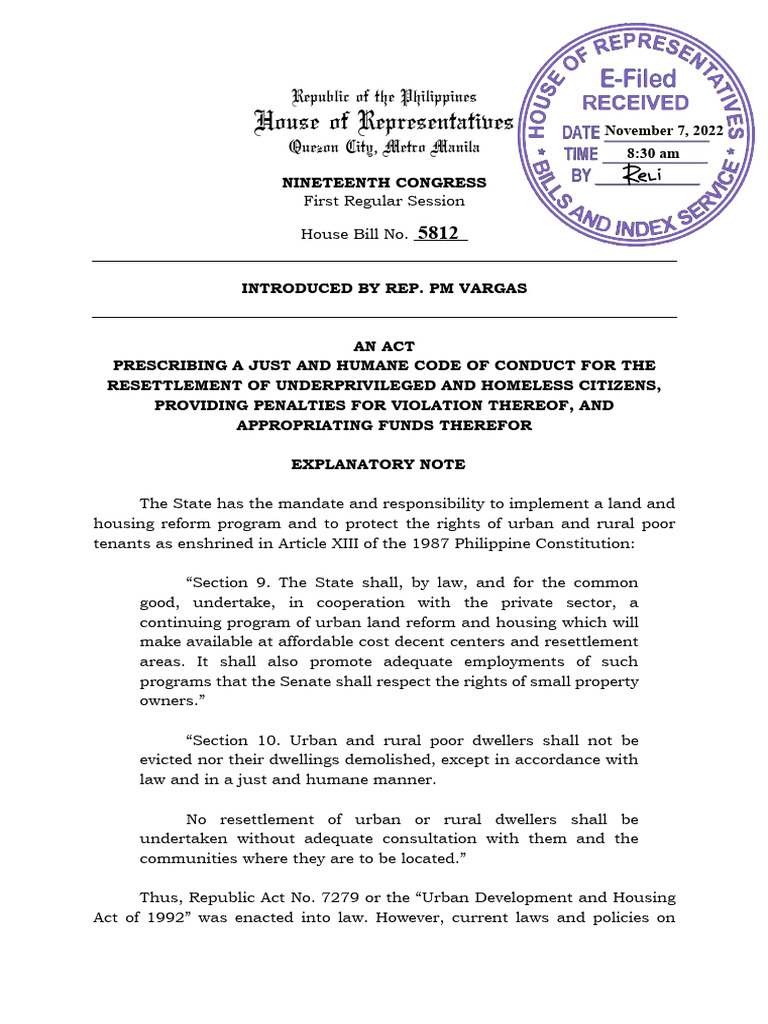 Microsoft Word - HB - Just and Humane Resettlement Act (JAHRA).docx | PDF