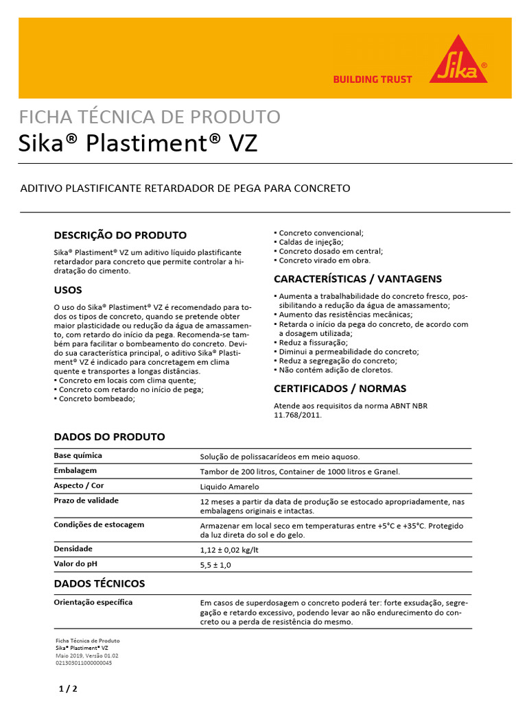 Sika Plastiment VZ | PDF