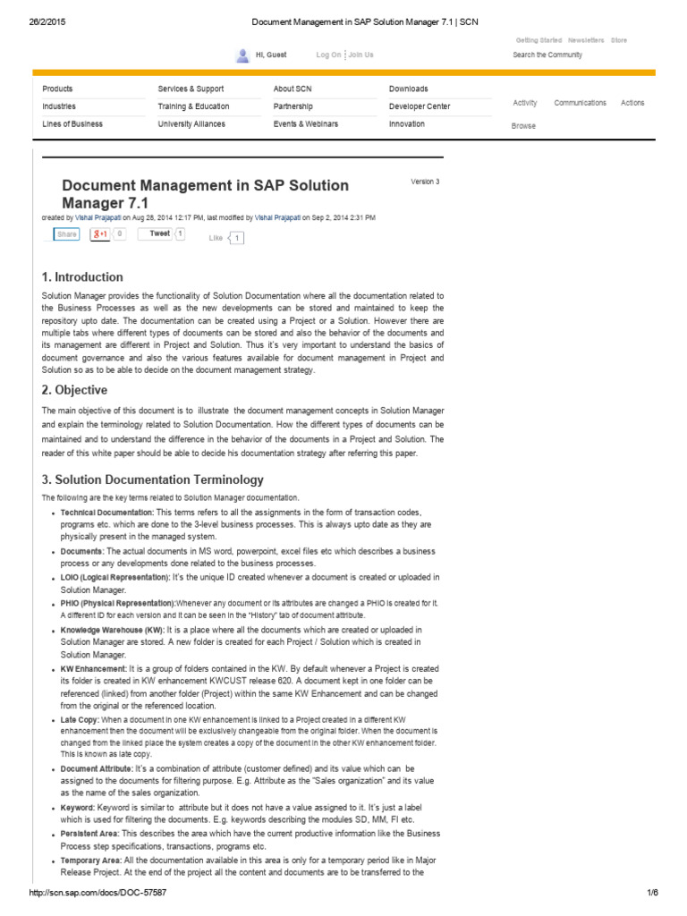 Document Management in SAP Solution Manager 7 | PDF | Documentation | Business Process