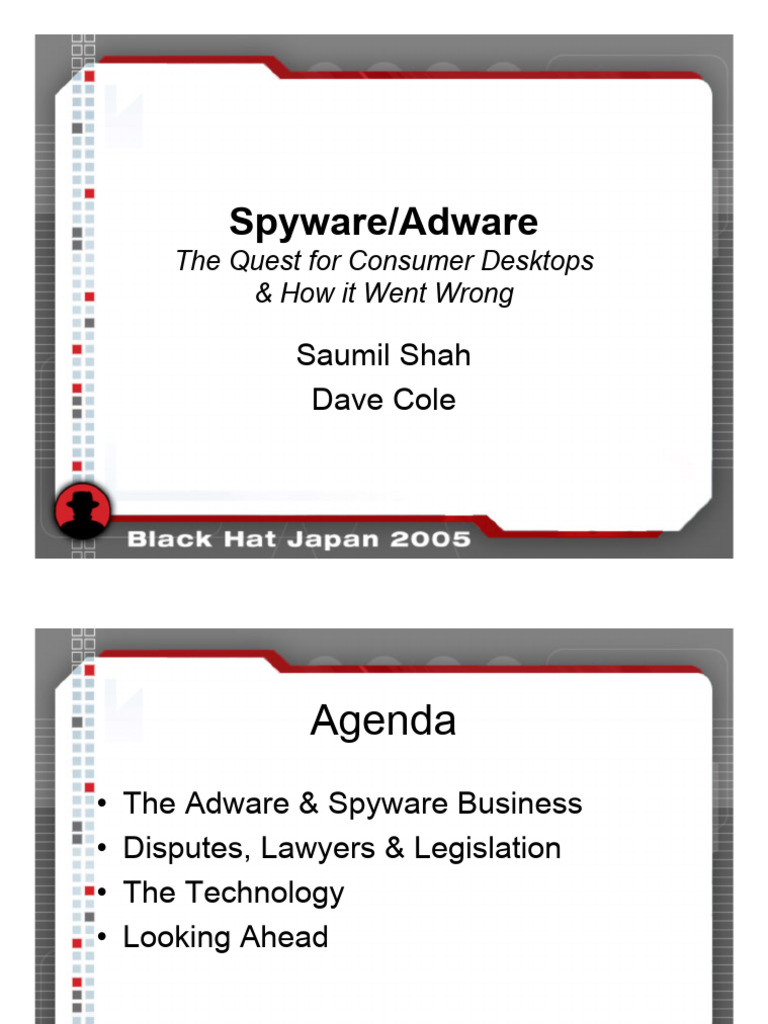 Spyware - Adware - The Quest For Consumer Desktops and How It Went Wrong - Saumil Shah & Dave ...