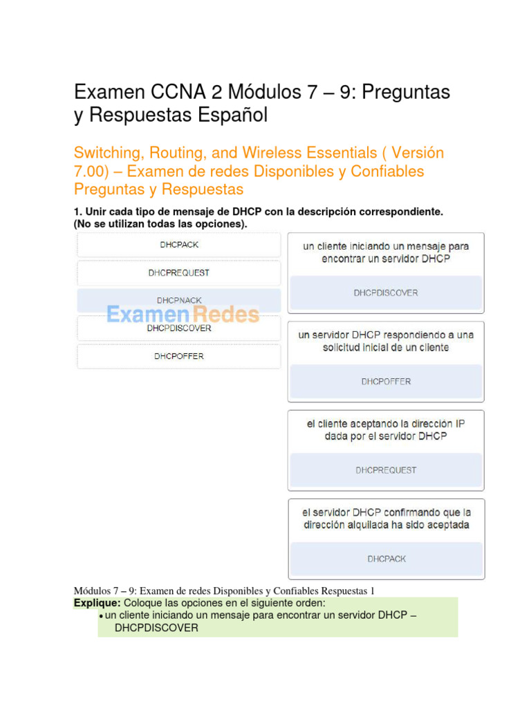 Examen CCNA 2 Módulos 7 | PDF