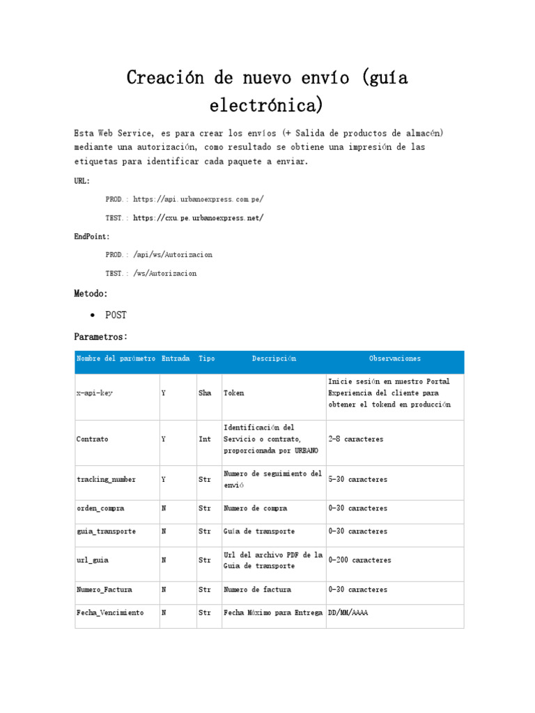 Manual Apis Urbano V2 (API Key) | PDF