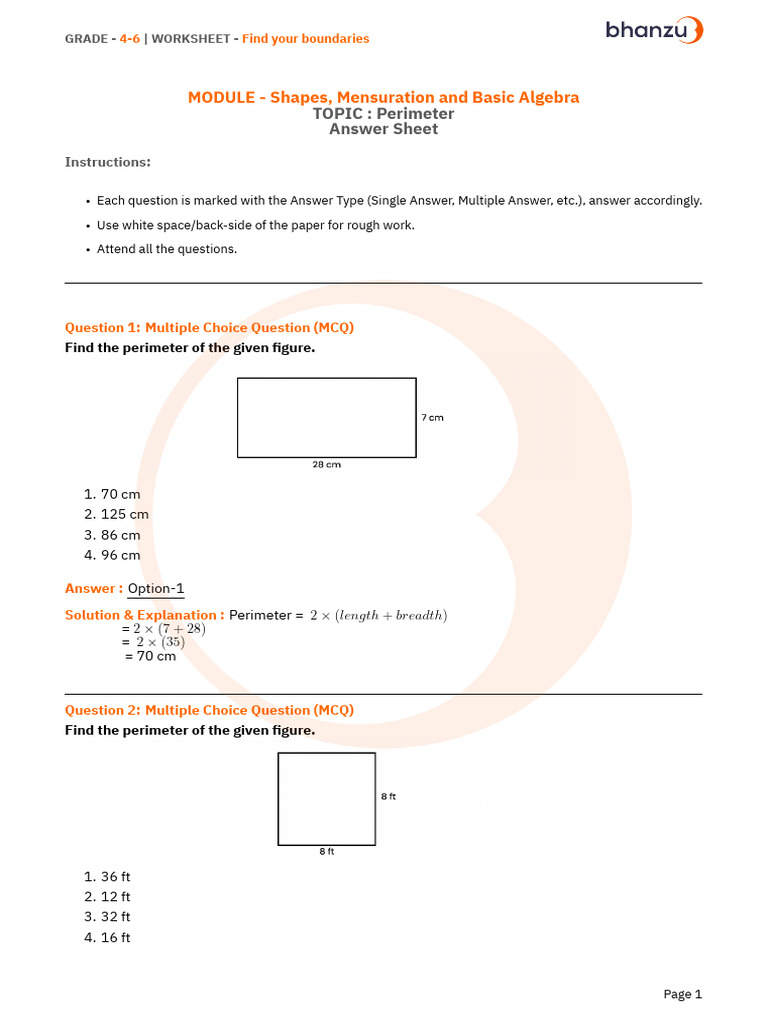 Class 4 To 6 Mental Maths WS | PDF