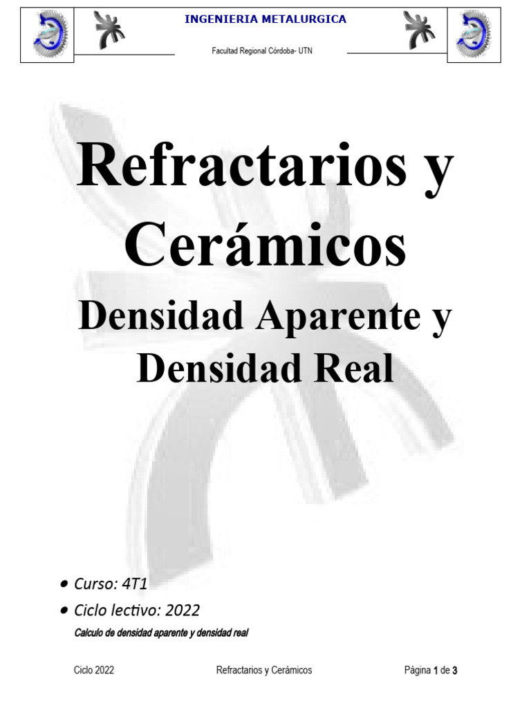 Refractarios y Ceramicos - Densidad Aparente y Densidad Real | PDF