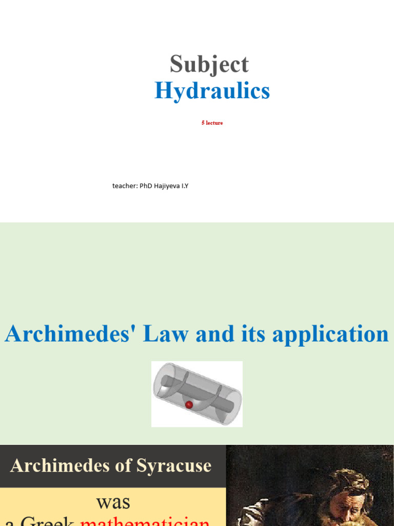 5 Hydraulics | PDF | Buoyancy | Physical Sciences