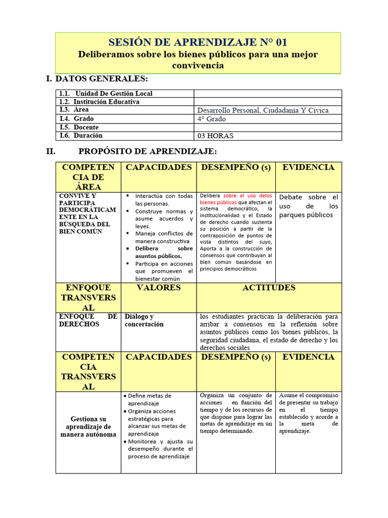 4° Sesión DPCC N°1 | PDF | Crecimiento personal y profesional