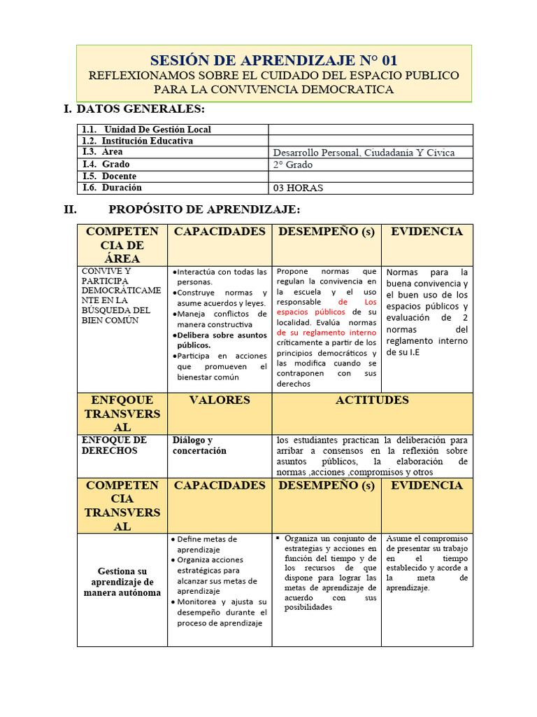 2° Sesión DPCC N°1 | PDF | Evaluación | Maestros