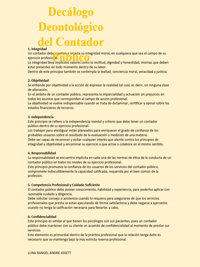 Decálogo Deontológico | Descargar gratis PDF | Contador | Objetividad ...