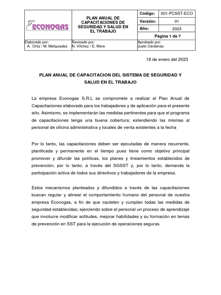 Plan Anual de Capacitación 2023 | PDF