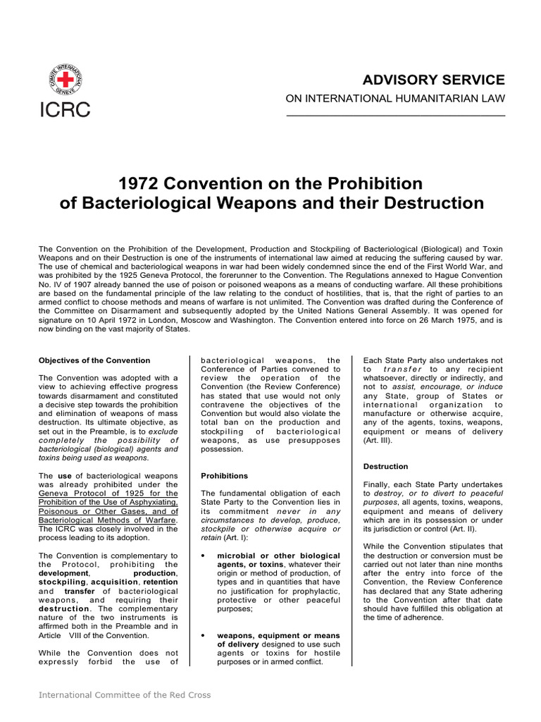 1972 Bacteriological Weapons | PDF | Biological Warfare | Chemical Weapon