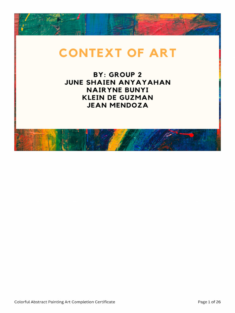 Colorful Abstract Painting Art Completion Certificate | PDF