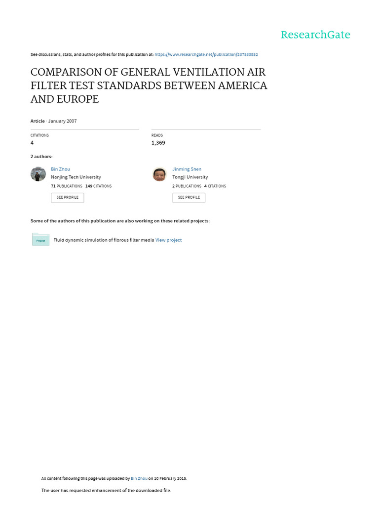 Comparison of General Ventilation Air Filter Test | PDF | Aerosol ...