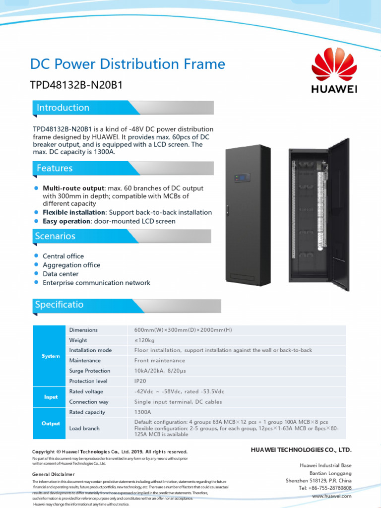 DC Power Distribution Frame TPD48132B-N20B1 Datasheet | PDF