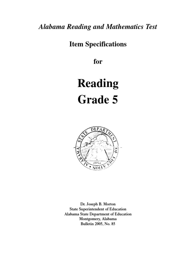 Reading Specs 5th | PDF | Multiple Choice | Teachers