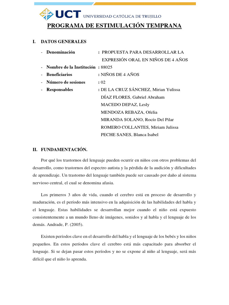 Programa de Estimulación Temprana - FINAL | PDF