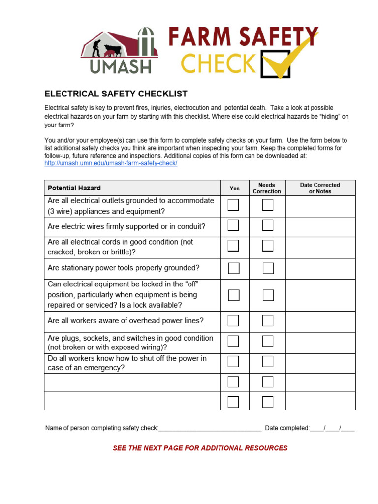 Electrical Safety Checklist | PDF | Occupational Safety And Health ...