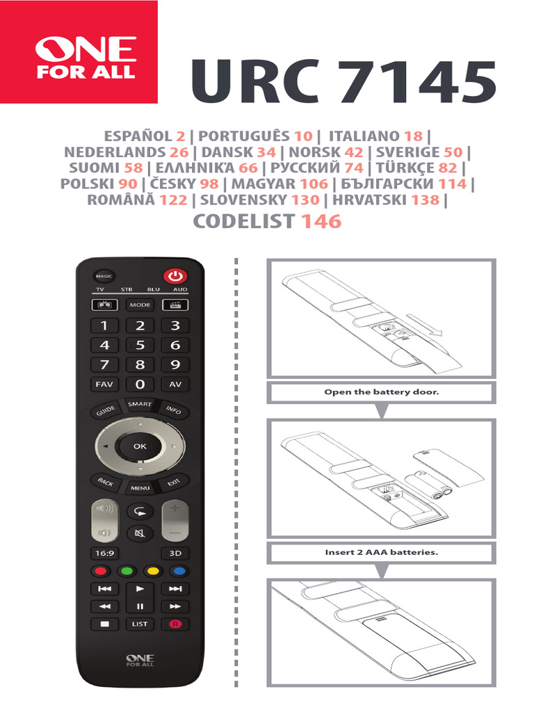 One For All URC 7145 Evolve 4 Remote Control | PDF | Control remoto | Diodo emisor de luz