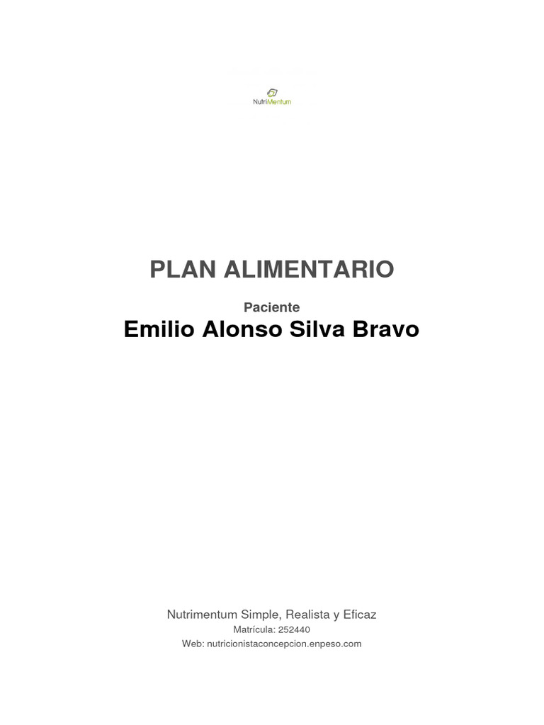 Plan Alimentario Efectivo para Emilio | PDF | Salud y bienestar ...