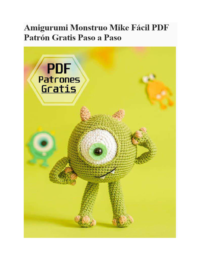 Amigurumi Monstruo Mike Facil PDF Patron | PDF | Amigurumi | Tejer