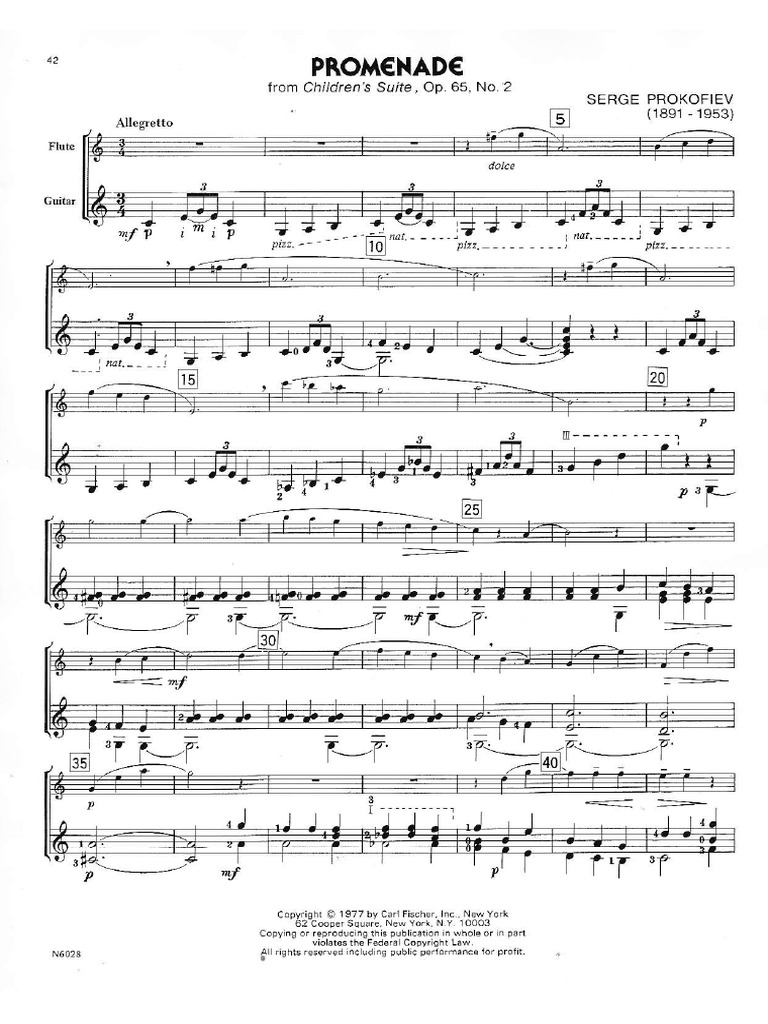 Promenade (Prokofiev) & Little Song (Kabalevsky) (Guitar & Flute) | PDF