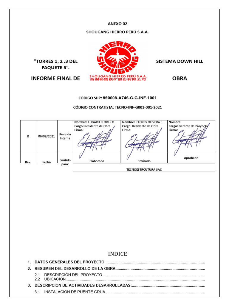 Anexo 02 - Informe Final de Obra | PDF
