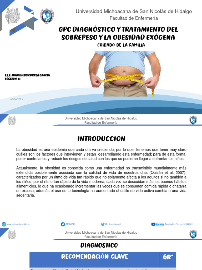GPC Diagnostico y Tratamiento Sobrepeso Obesidad Exogena Correa ...