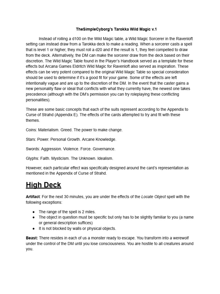 Tarokka Wild Magic v1 | PDF