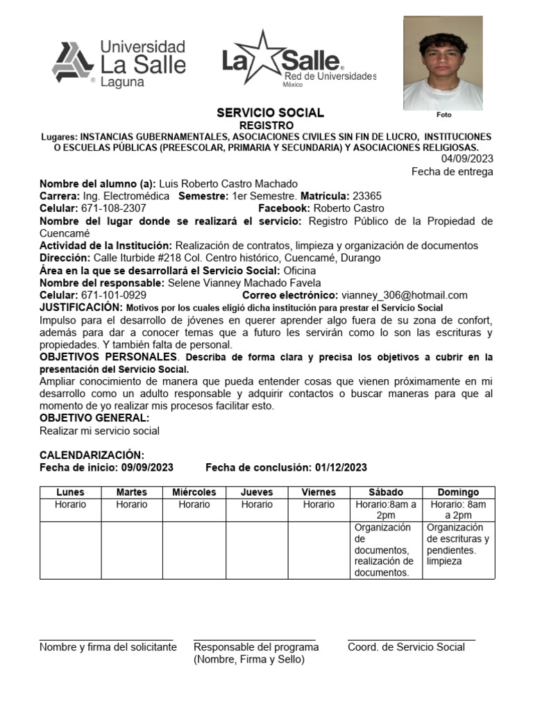 Formato Serv, Soc - Registro de Mi Movio | PDF