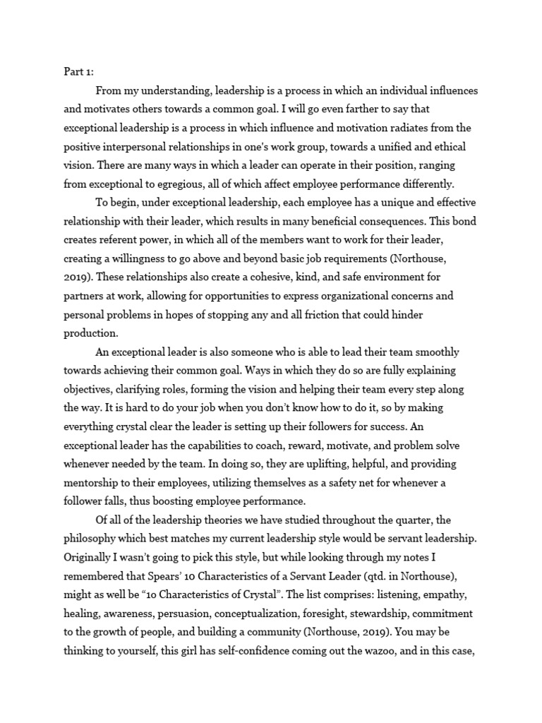 Ogl 300 Final Paper | PDF | Leadership | Transformational Leadership