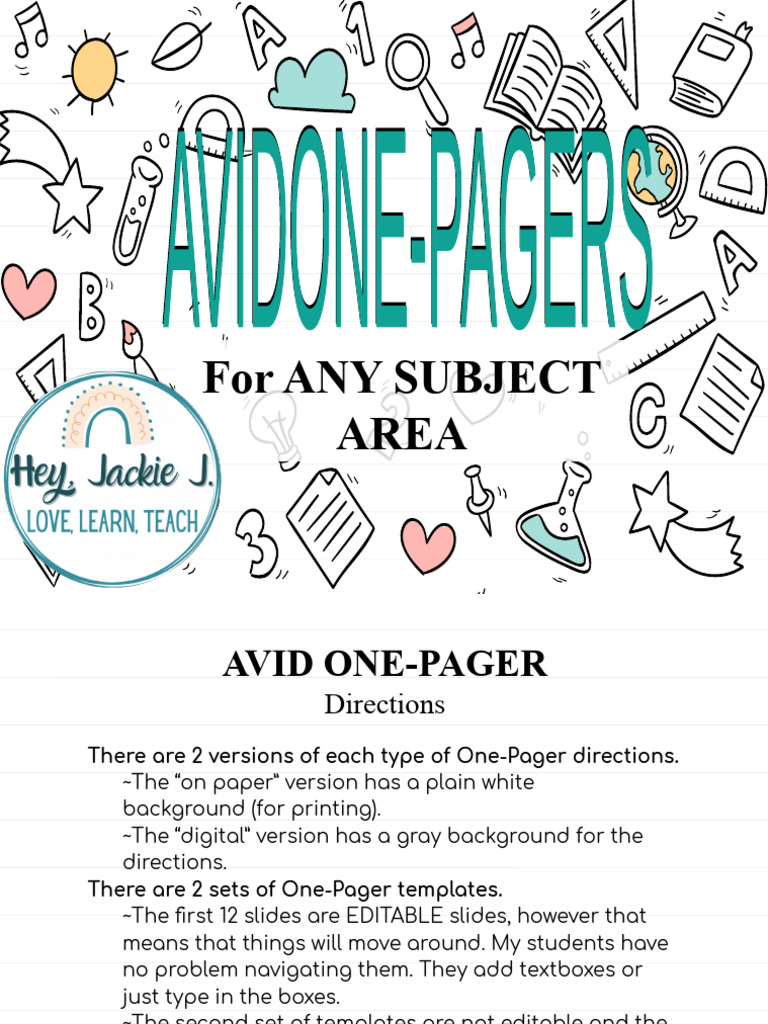 AVID One-Pager Examples | PDF | Poetry | Word