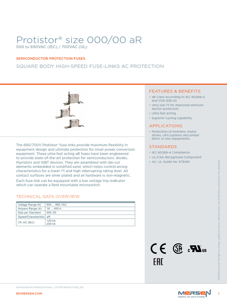 DS Semiconductor Protection Square Body Fuses Protistor Size 000 and 00 ...
