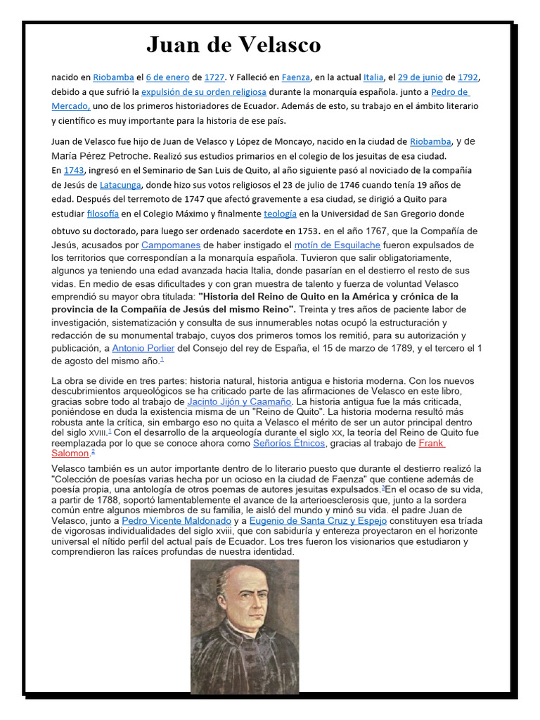Juan de Velasco 1 | PDF | Clásicos